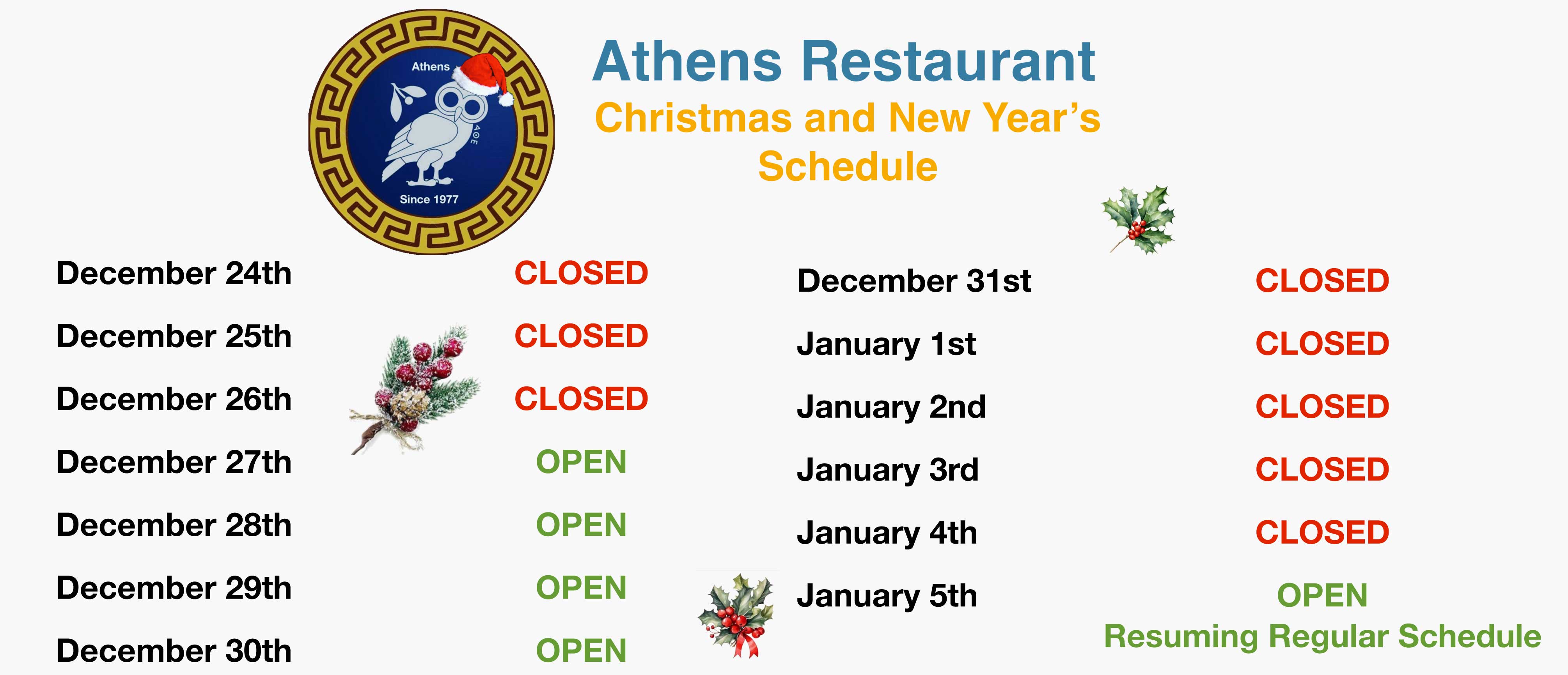Athens Restaurant - Greek Restaurant, Danforth Toronto, ON