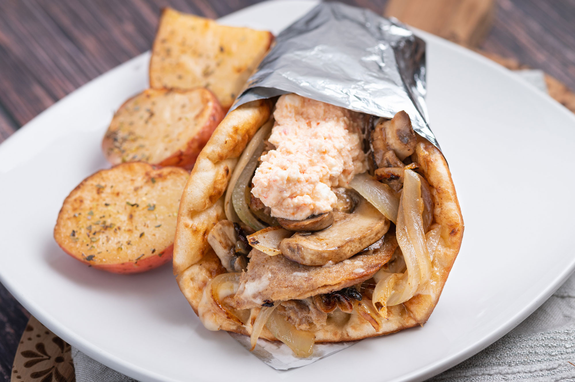 Philly Cheese Steak Wrap from our Brunch Menu at ethos Greek Bistro