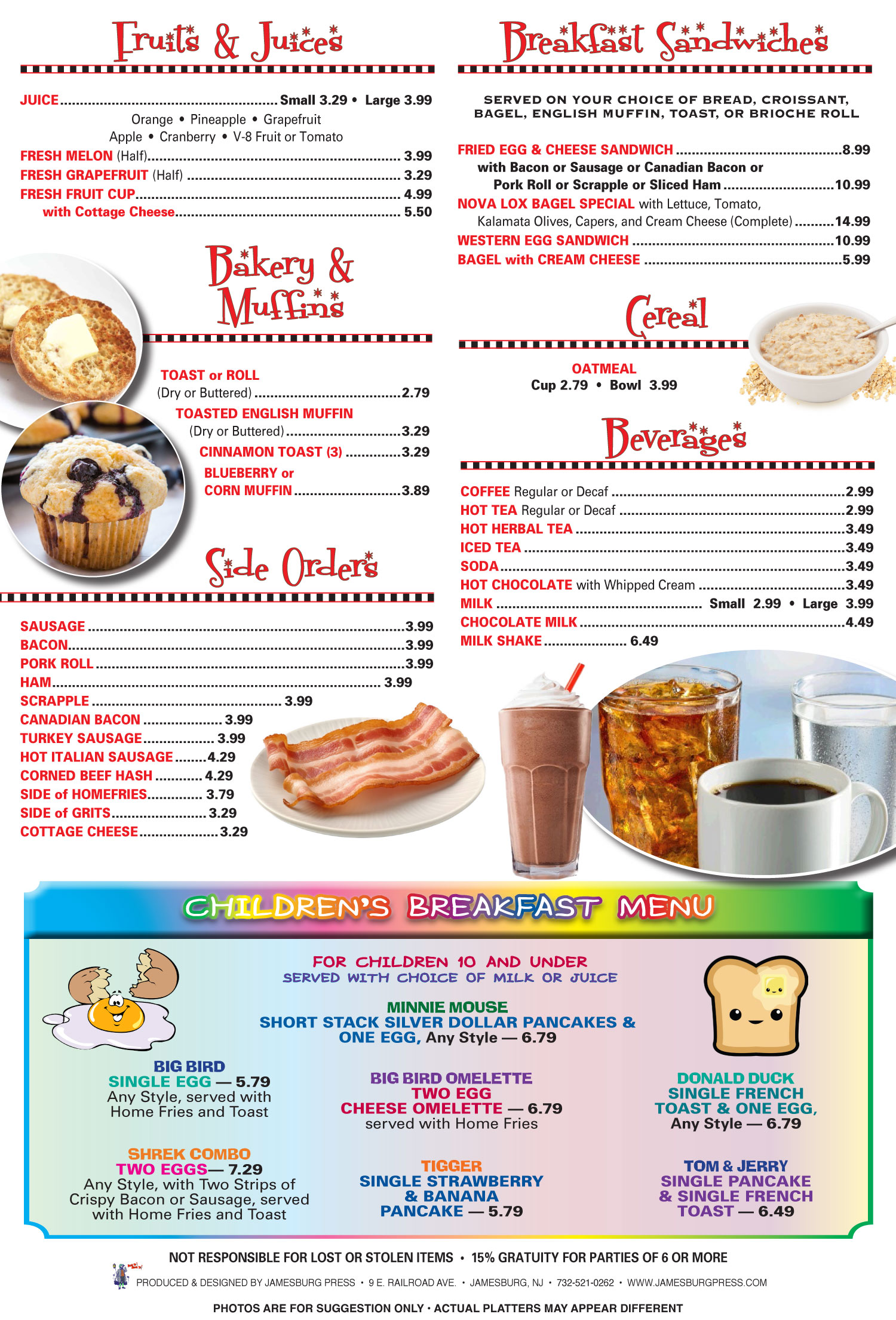 Springfield & Cinnaminson Breakfast Menu | Pandora Diner, New Jersey Diners
