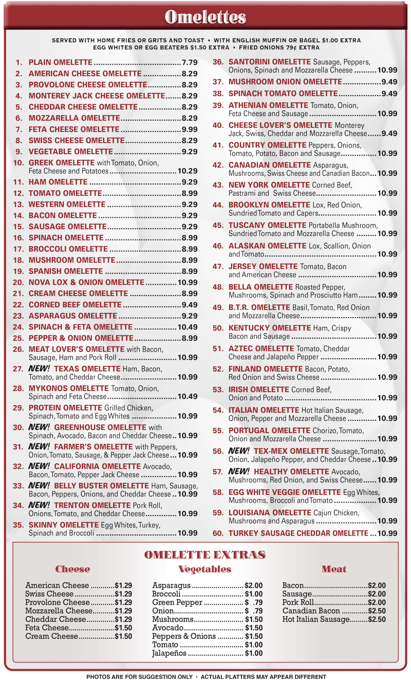 Springfield & Cinnaminson Breakfast Menu | Pandora Diner, New Jersey Diners