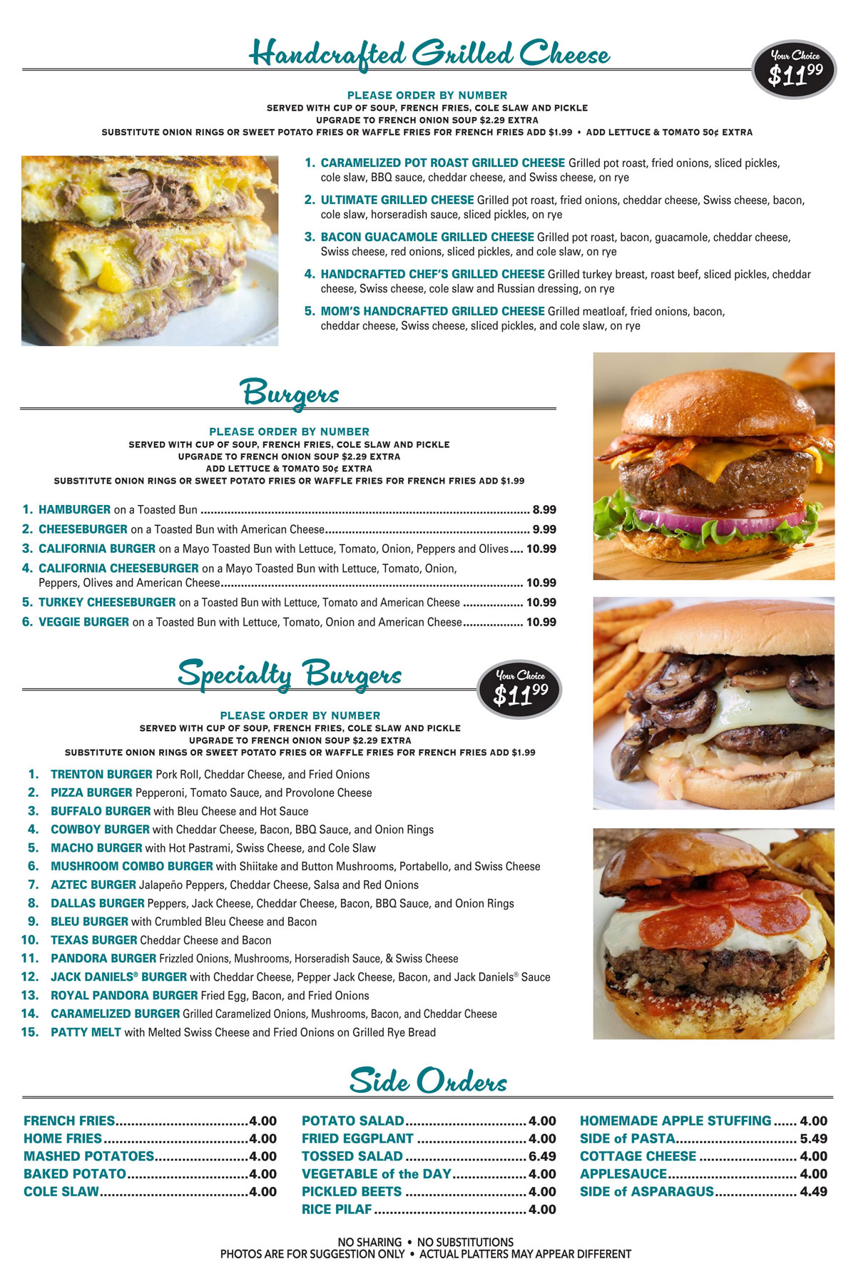 Williamstown Full Menu | Pandora Diner, New Jersey Diners