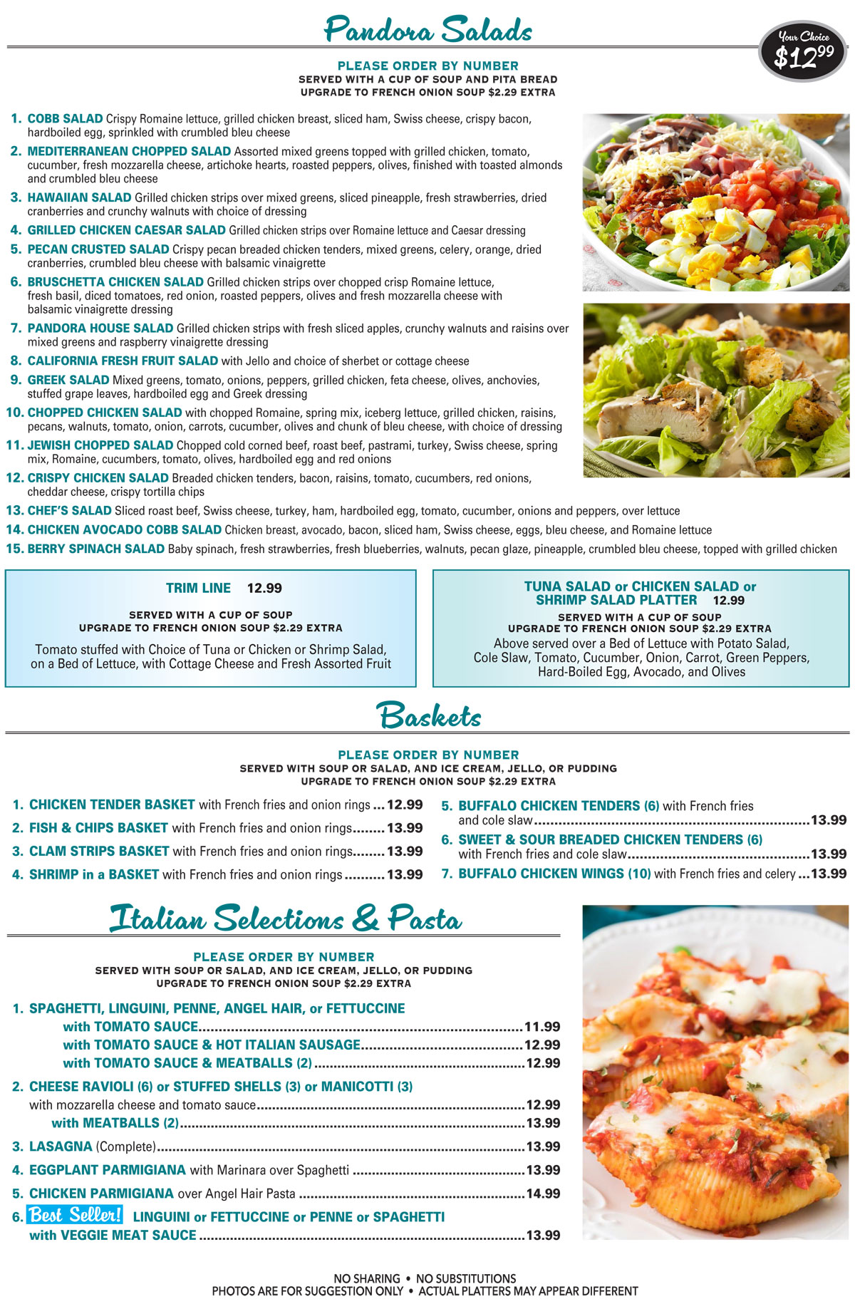Williamstown Full Menu | Pandora Diner, New Jersey Diners