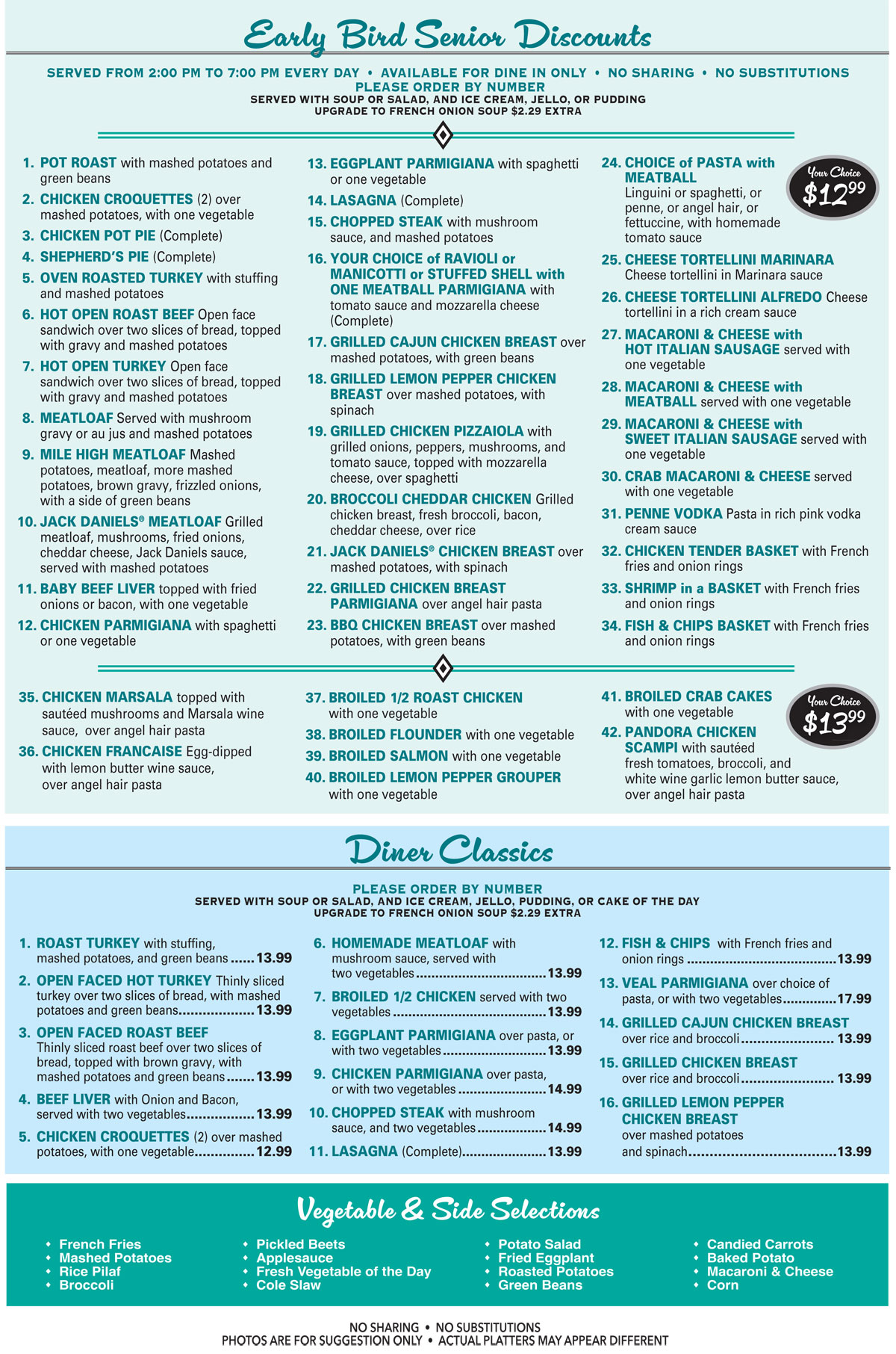 Williamstown Full Menu | Pandora Diner, New Jersey Diners
