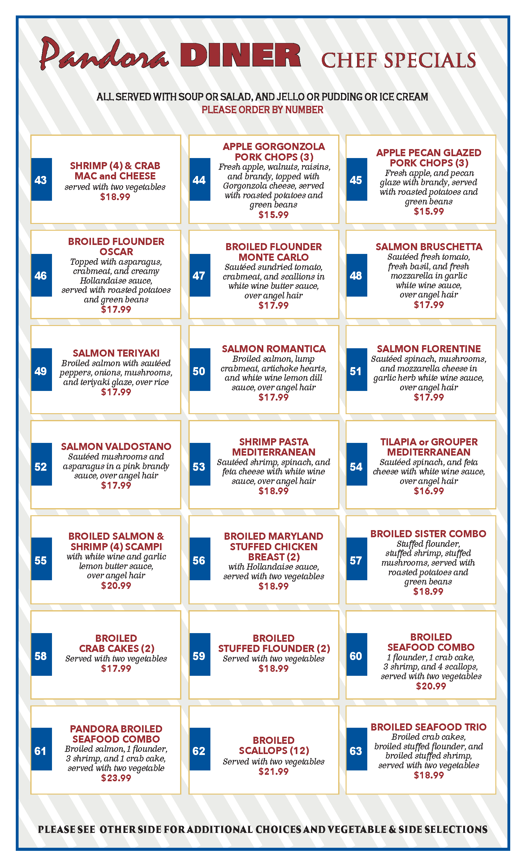 Williamstown Daily Specials | Pandora Diner, New Jersey Diners