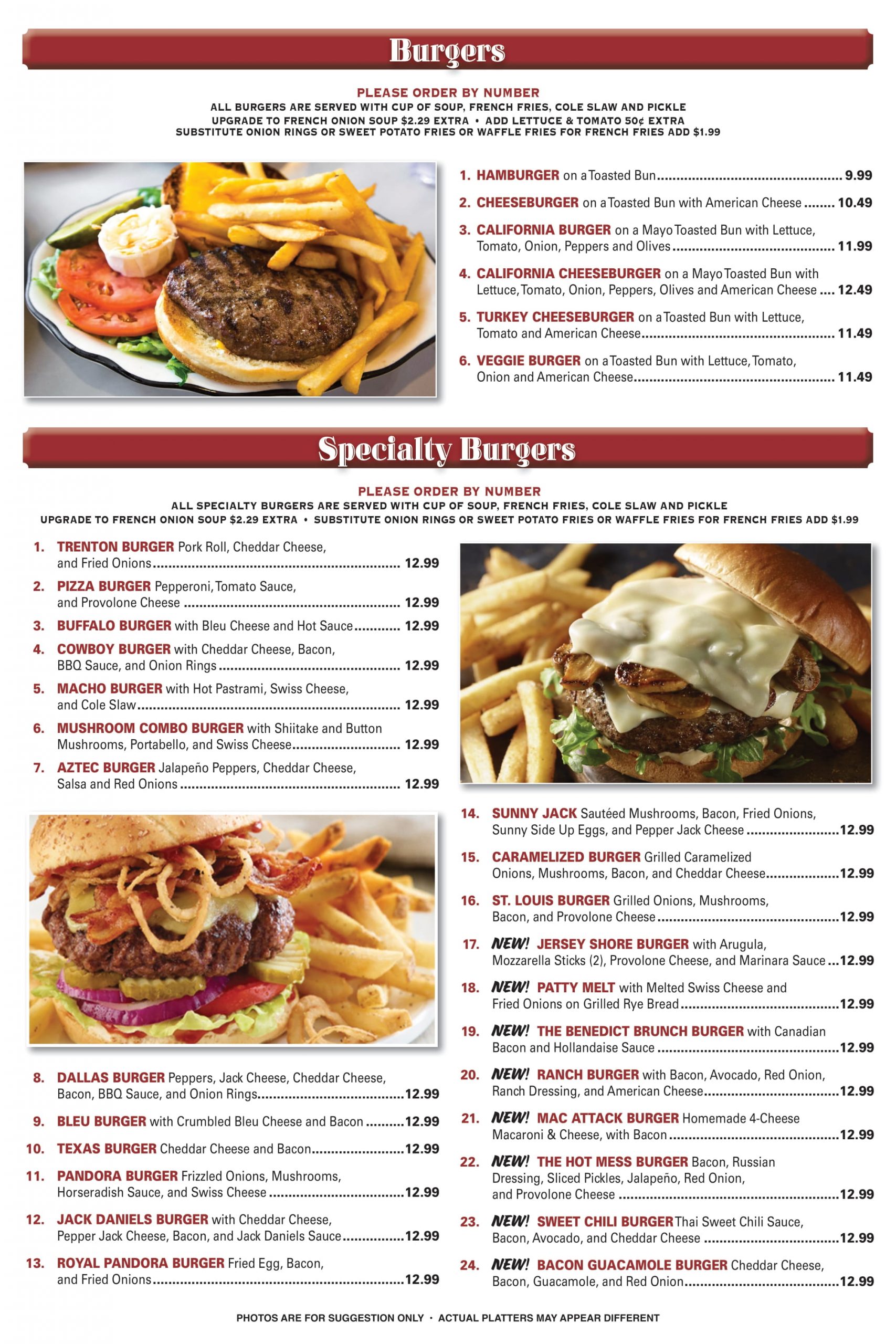 Williamstown Full Menu | Pandora Diner, New Jersey Diners