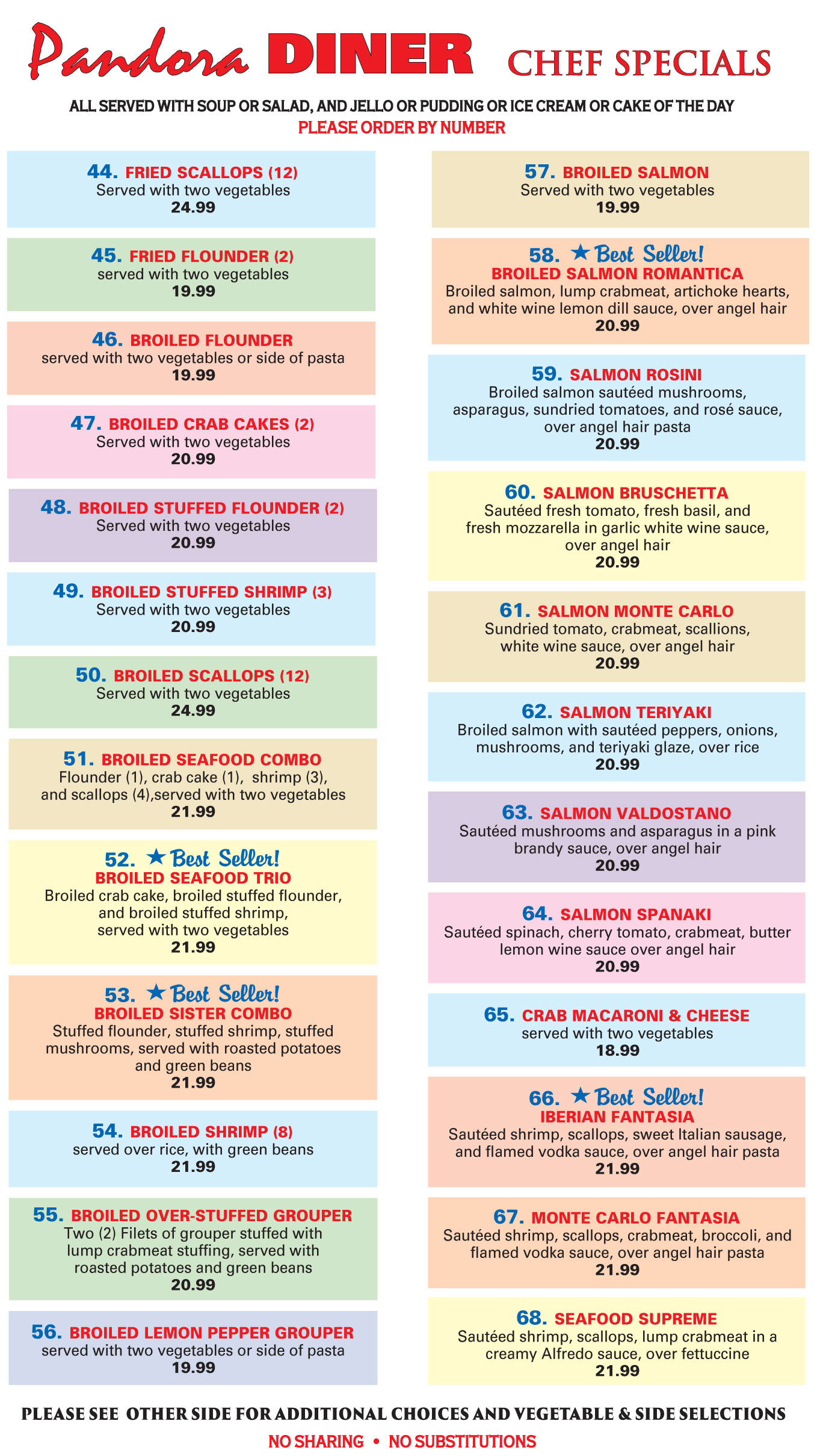 Williamstown Daily Specials | Pandora Diner, New Jersey Diners