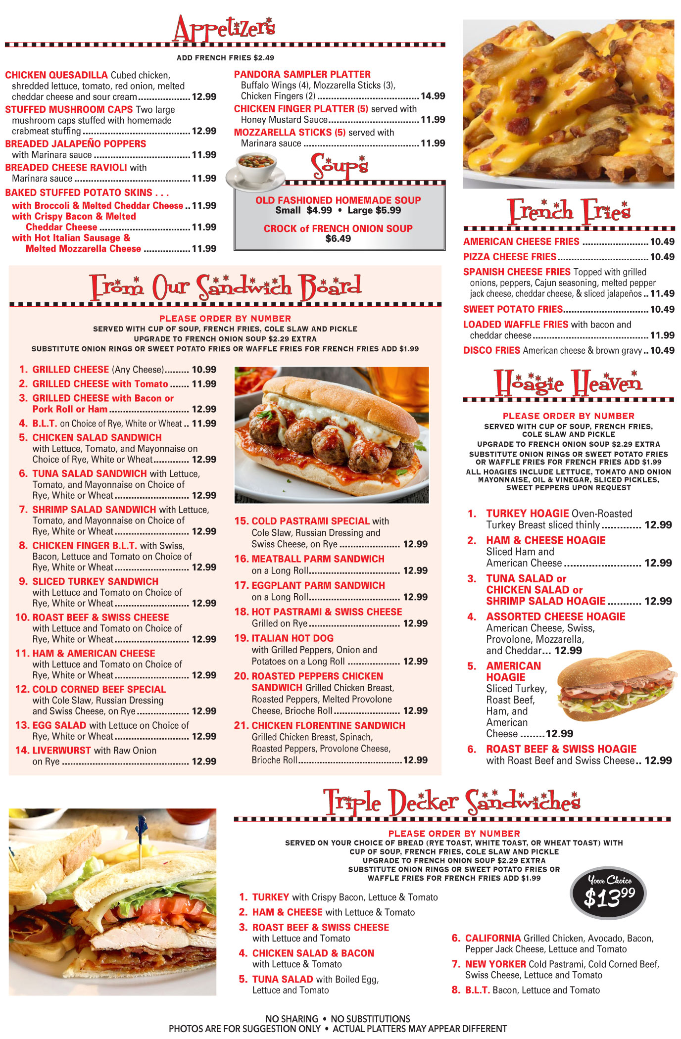 Williamstown Full Menu | Pandora Diner, New Jersey Diners